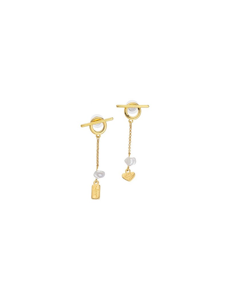 Boucle d'oreille barre longue et sa fixation couleur or