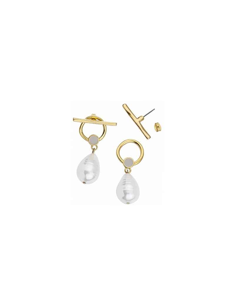 Boucle d'oreille barre longue et sa fixation couleur or